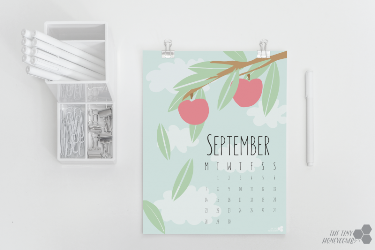 Printable Calendar for September – The Tiny Honeycomb