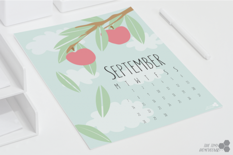 Printable Calendar for September – The Tiny Honeycomb