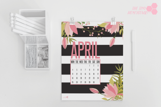 Printable April Calendar – The Tiny Honeycomb